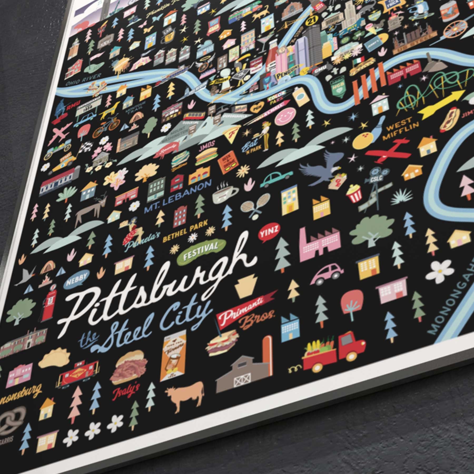 PITTSBURGH PA Map Art Wall Decor | City Map Pittsburgh Pennsylvania ...