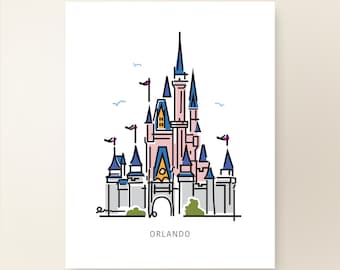 MAGIC KINGDOM Poster Walt Disney World Magic Kingdom Whimsical Map Walt ...