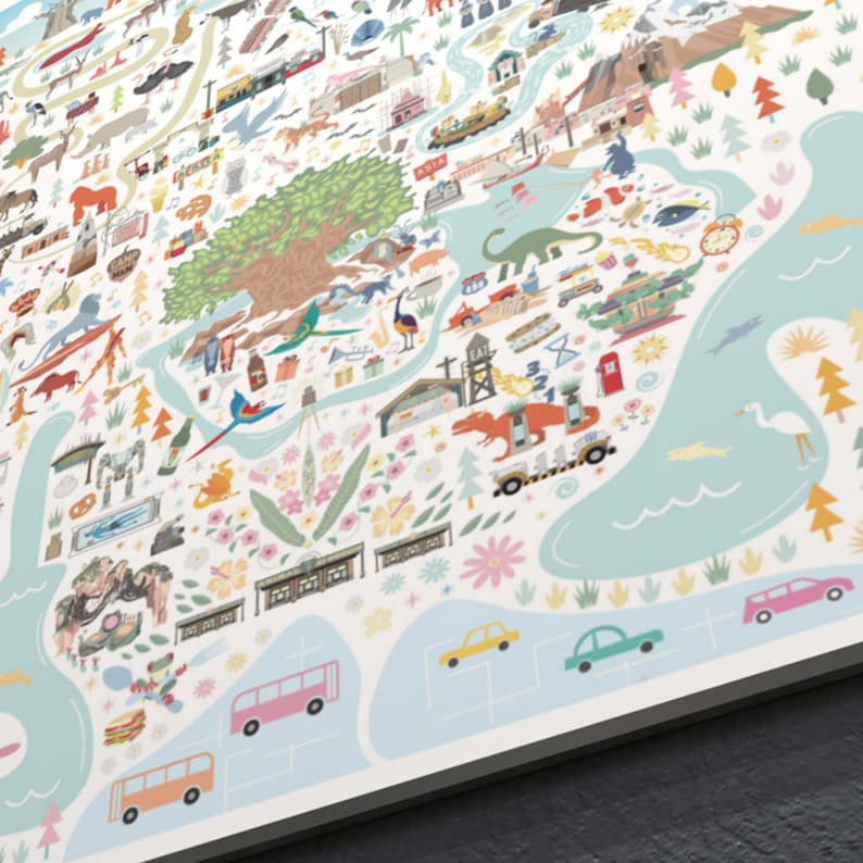 ANIMAL KINGDOM Map Poster | Whimsical Map | Theme Park Series | Orlando ...