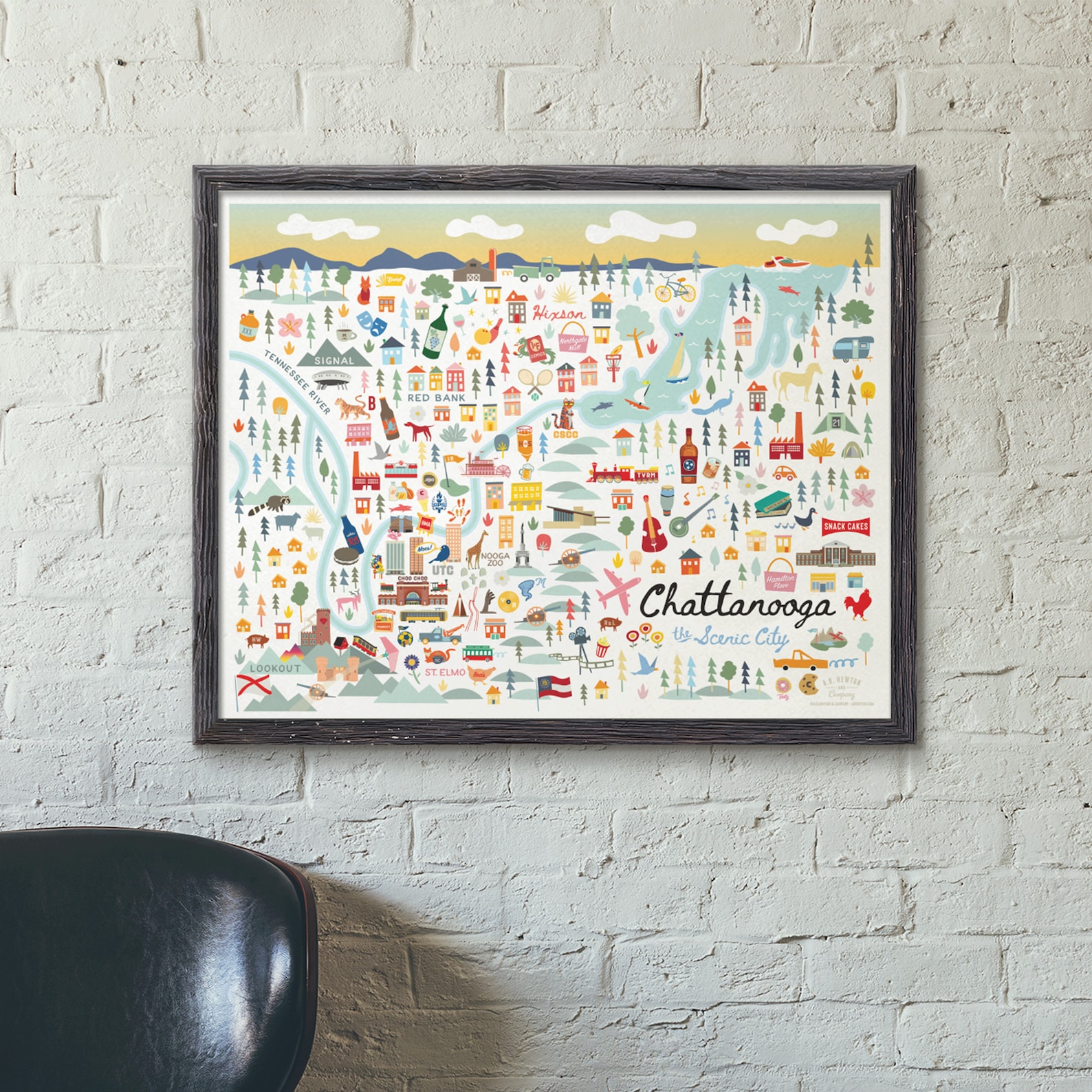 CHATTANOOGA TN Map Art Wall Decor | City Map Chattanooga Tennessee ...