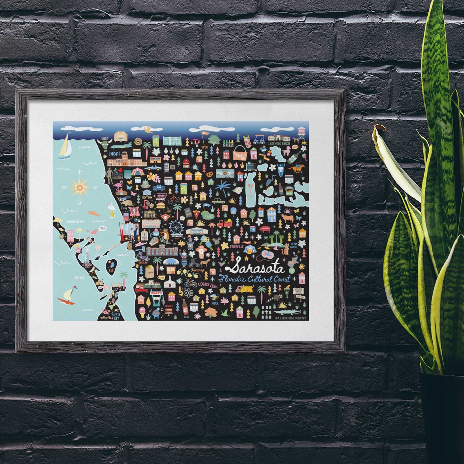 SARASOTA FL Map Art Wall Decor | City Map Sarasota Florida | Art Print ...