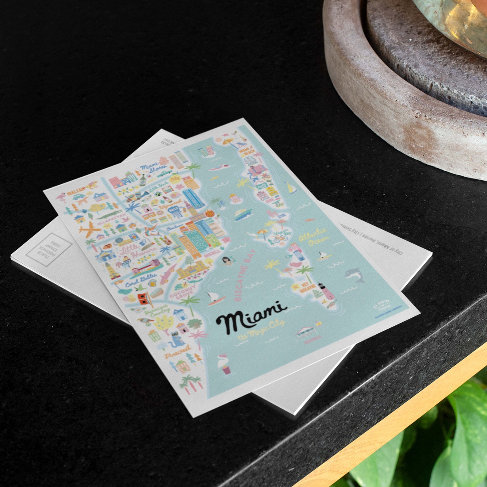 MIAMI FL 5x7 Postcard City Map Art Miami Florida City - Etsy