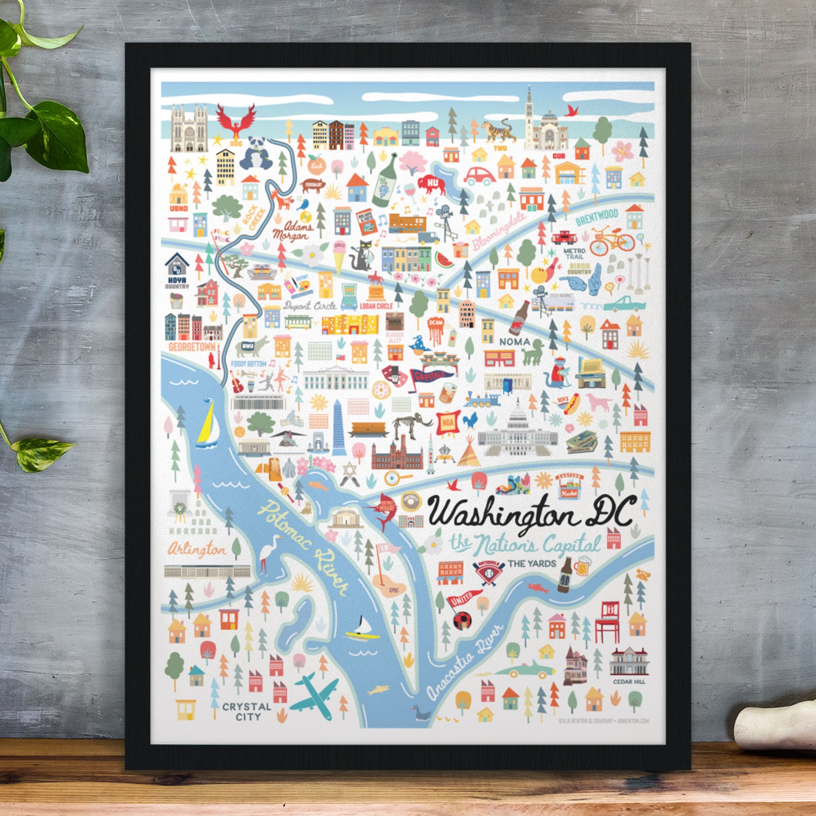 Washington DC Wall Art Map Washington DC DC City Map | Etsy