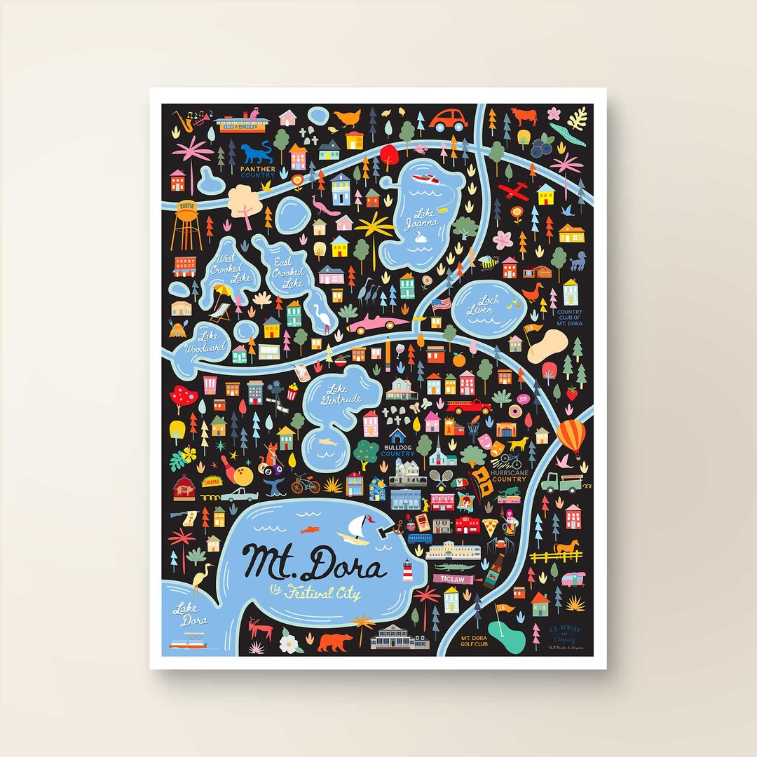 MOUNT DORA FL Map Art Wall Decor | City Map Mount Dora Florida | Art ...