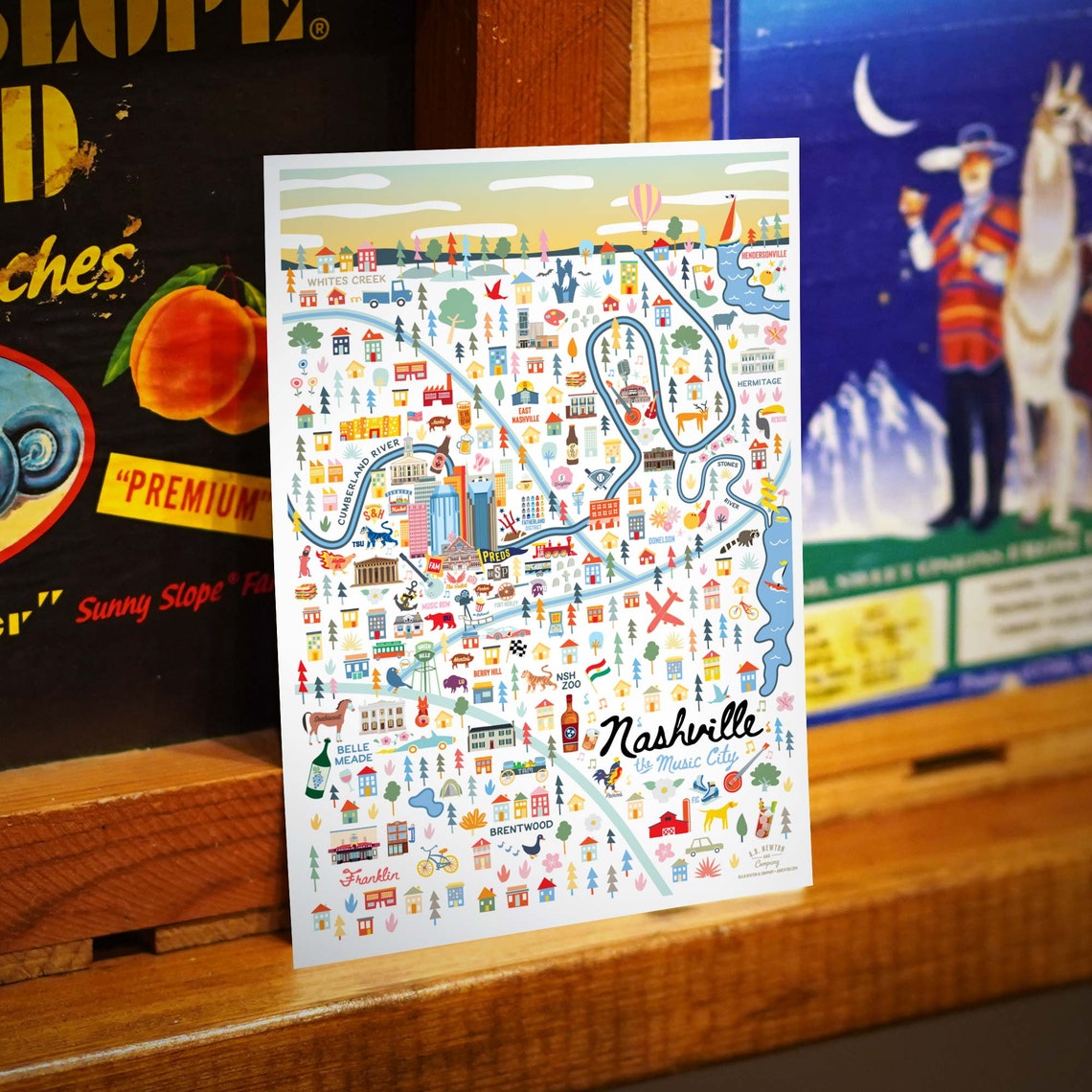 NASHVILLE TN 5x7 Postcard | City Map Art Nashville Tennessee | City ...