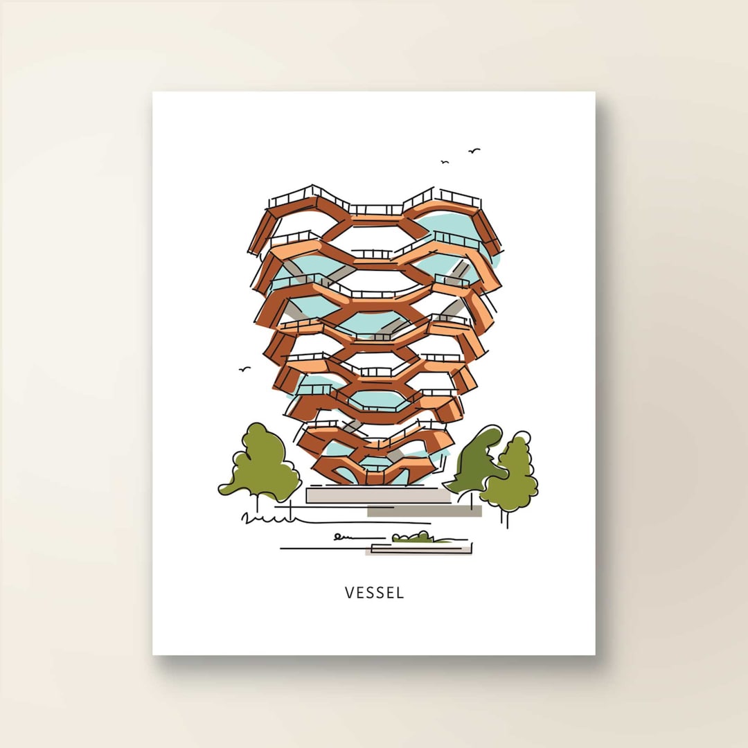 THE VESSEL | New York City Art Wall Decor | NYC Iconic Landmark Series ...