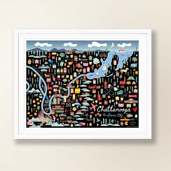 Art & Collectibles Digital Prints Prints Chattanooga map Chicago ...