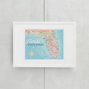 Florida State Park Map Art Poster | Checklist and Sticker | 175 Florida ...