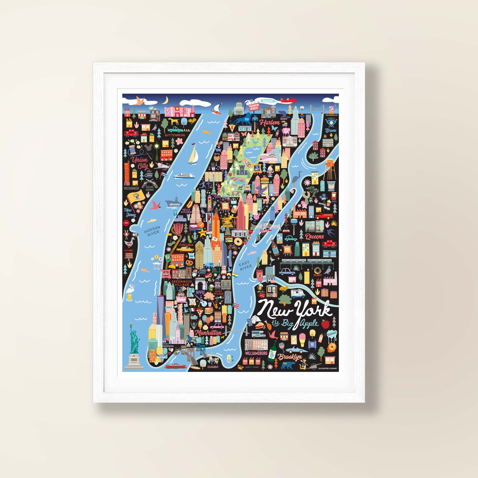 NEW YORK NYC Manhattan the Big Apple Map Art Wall Decor | Etsy