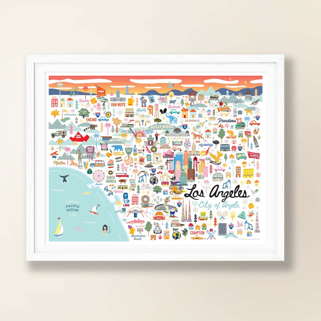 LOS ANGELES CA Map Art Wall Decor City Map Los Angeles - Etsy
