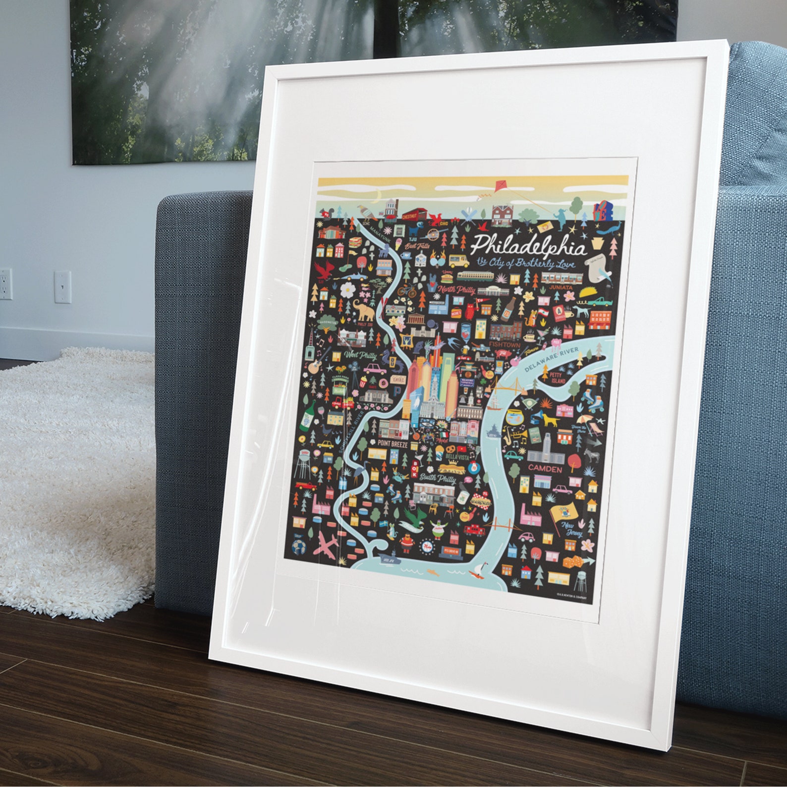 PHILADELPHIA PA Map Art Wall Decor | City Map Philadelphia Pennsylvania ...