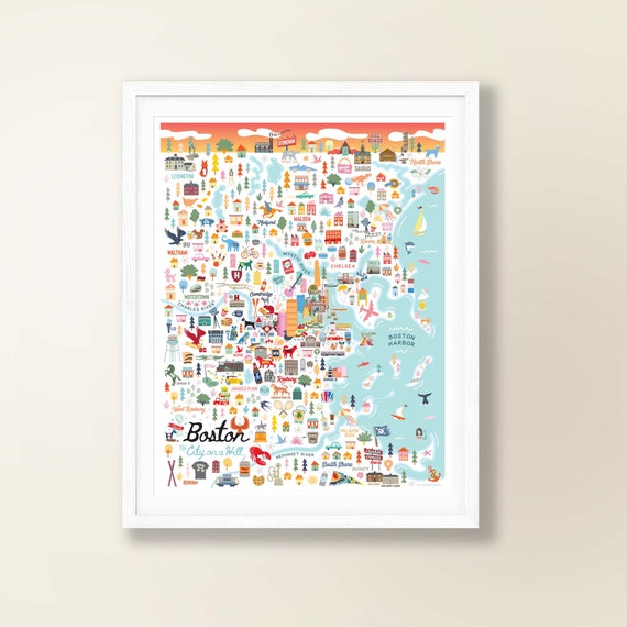 BOSTON MA Map Art Wall Decor City Map Boston Massachusetts - Etsy