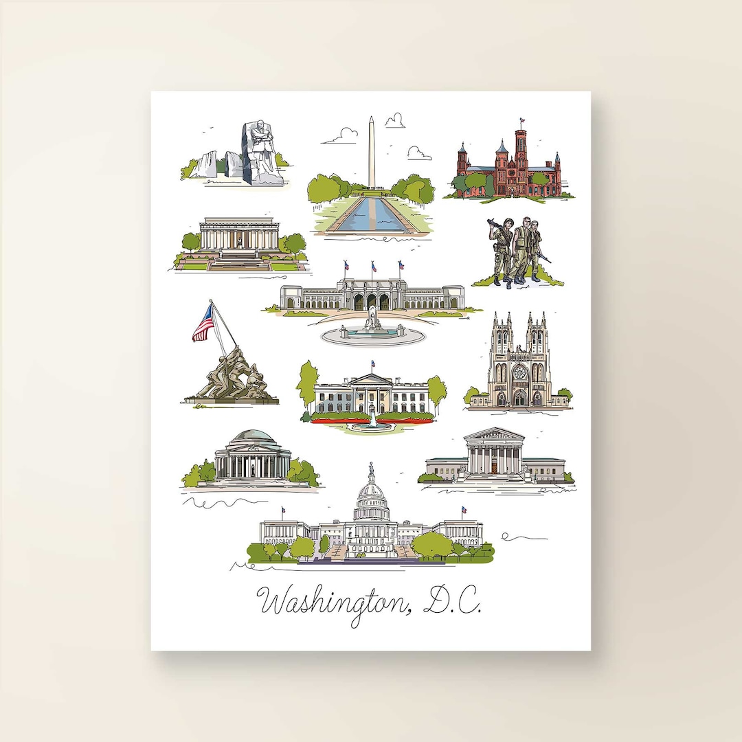 WASHINGTON D.C. Collage | Art Wall Decor | Washington D.C. Iconic ...
