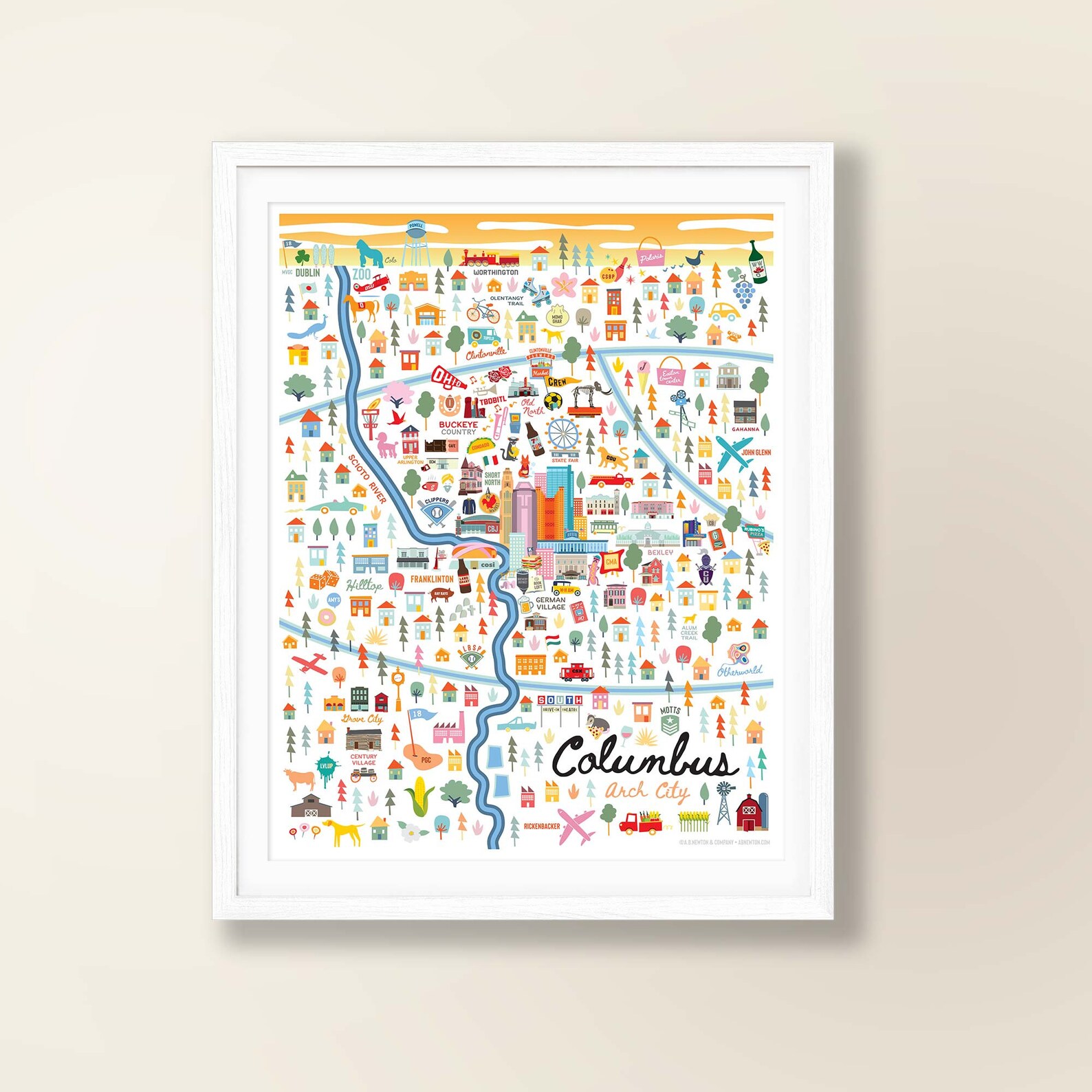 COLUMBUS OH Map Art Wall Decor City Map Columbus Ohio Art | Etsy