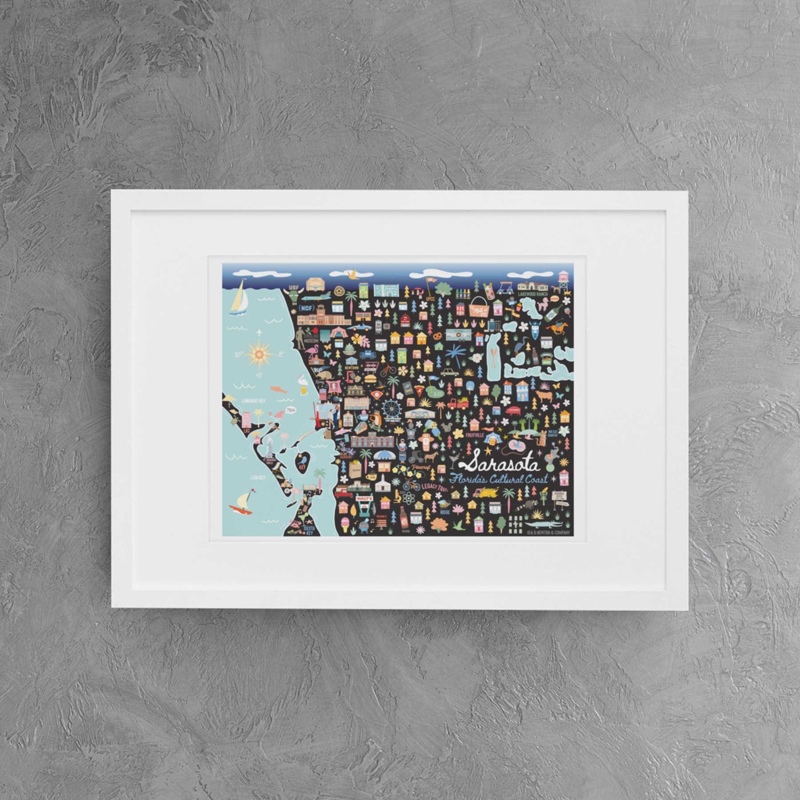 SARASOTA FL Map Art Wall Decor | City Map Sarasota Florida | Art Print ...
