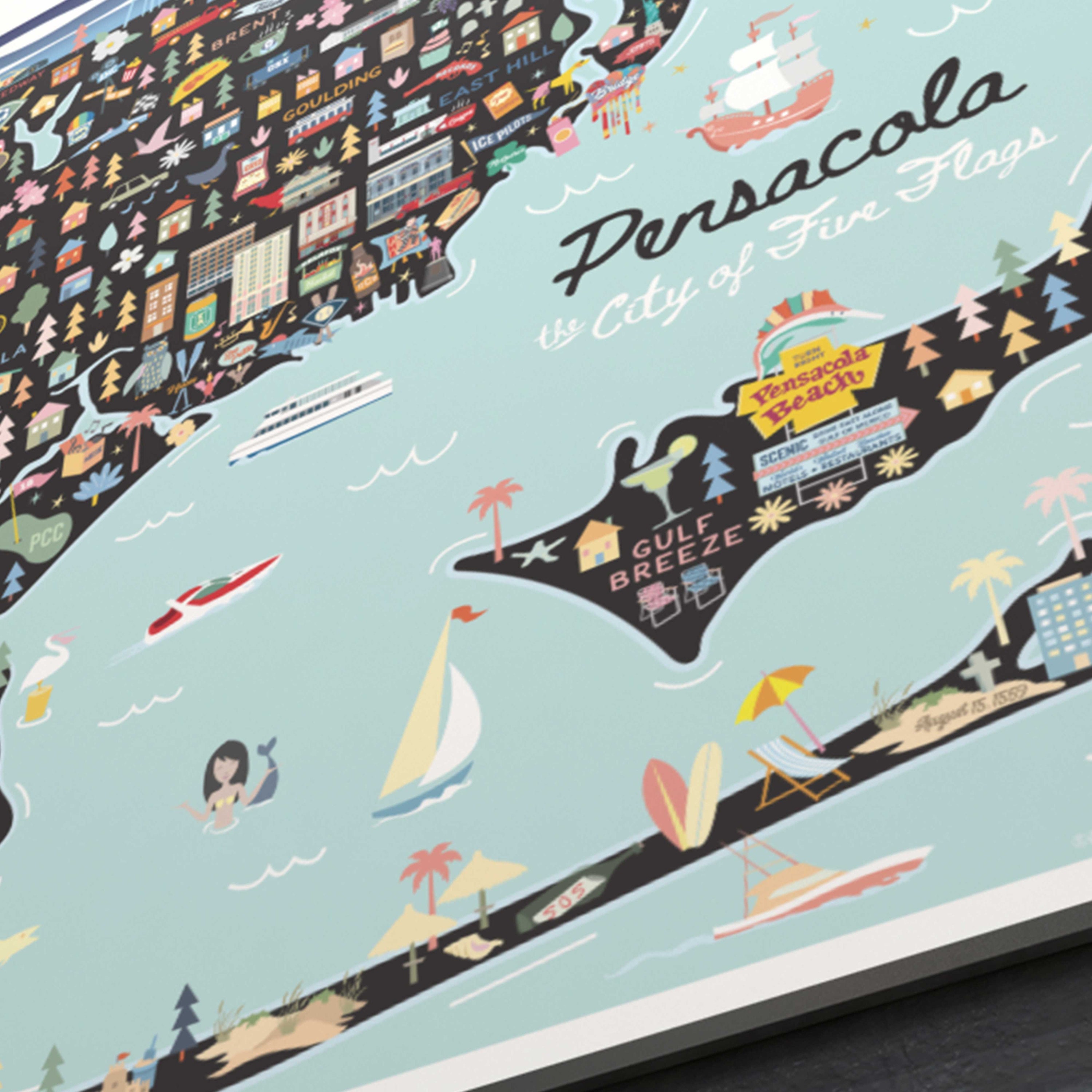 PENSACOLA FL | Map Art Wall Decor | City Map Pensacola Florida | Art ...