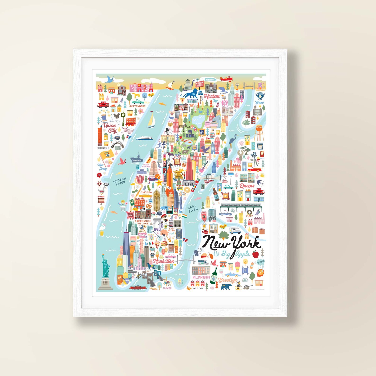NEW YORK NYC Manhattan the Big Apple Map Art Wall Decor - Etsy