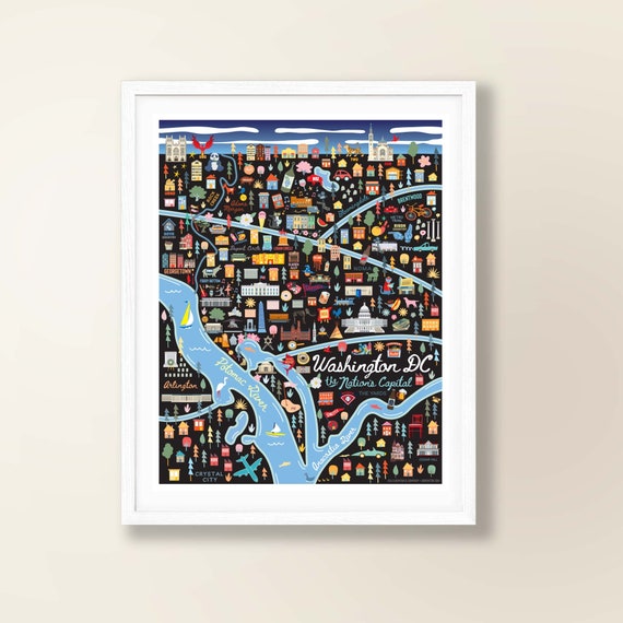 WASHINGTON DC Map Art Wall Decor City Map District of | Etsy