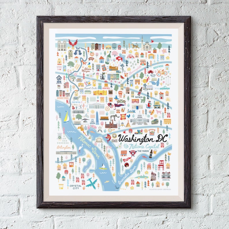 WASHINGTON DC Wall Art Map Washington DC District of - Etsy