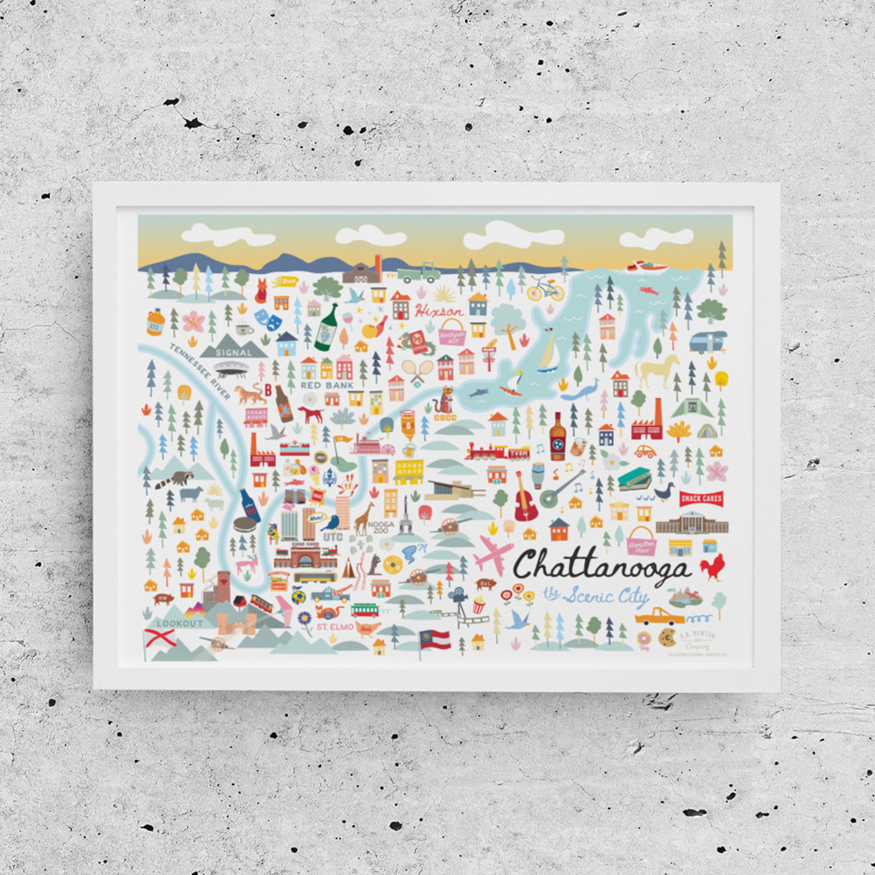 CHATTANOOGA TN Map Art Wall Decor | City Map Chattanooga Tennessee ...
