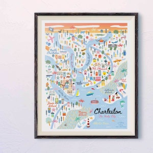 CHARLESTON SC City Map Art Poster Charleston South Carolina | Etsy