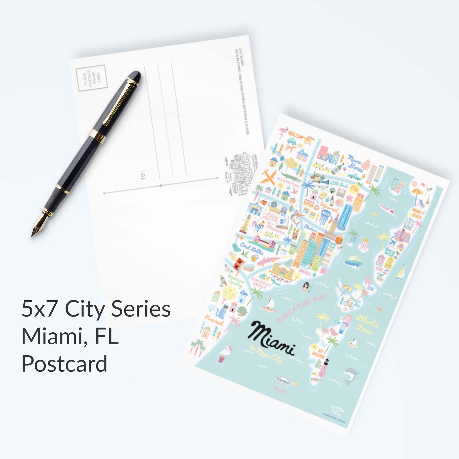 MIAMI FL 5x7 Postcard City Map Art Miami Florida City - Etsy