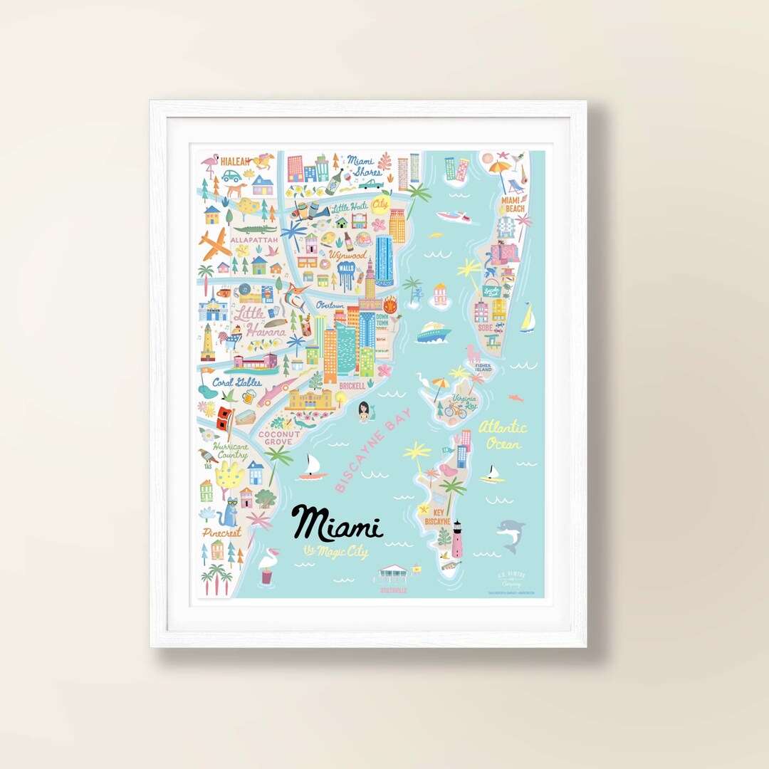 MIAMI FL Map Art Wall Decor City Map Miami Florida Art - Etsy