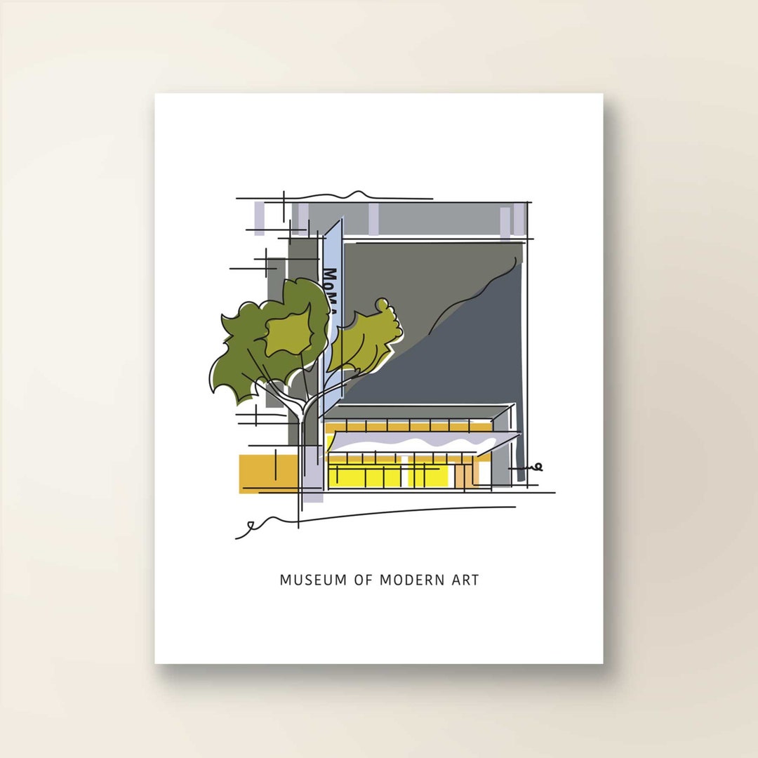 THE MOMA | NYC Iconic Landmark Series | Poster Print | Gesture Sketch ...