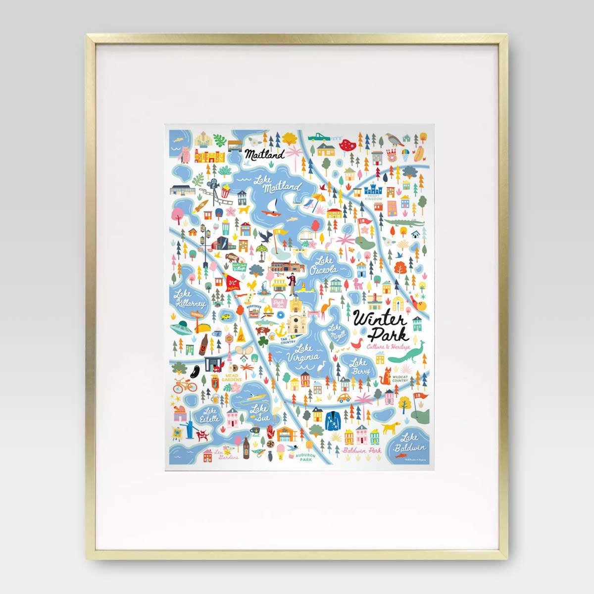 WINTER PARK FL Map Art Wall Decor City Map Winter Park | Etsy