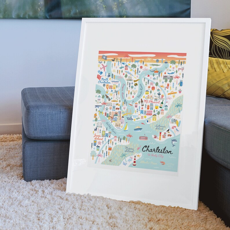 CHARLESTON SC City Map Art Poster Charleston South Carolina - Etsy