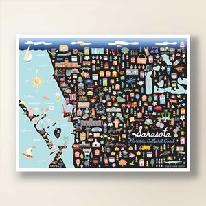 SARASOTA FL Map Art Wall Decor | City Map Sarasota Florida | Art Print ...