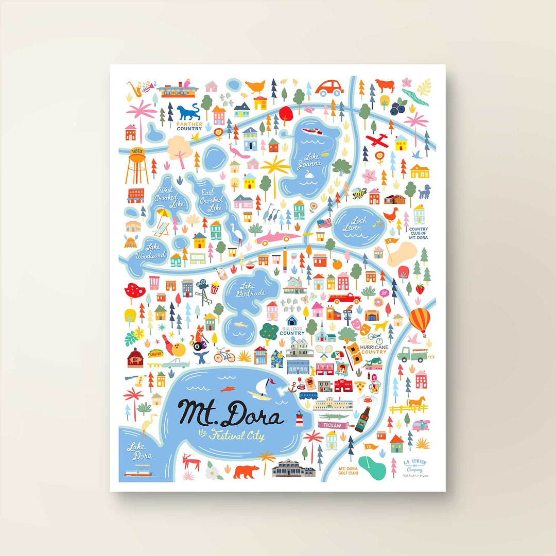 MOUNT DORA FL Map Art Wall Decor | City Map Mount Dora Florida | Art ...