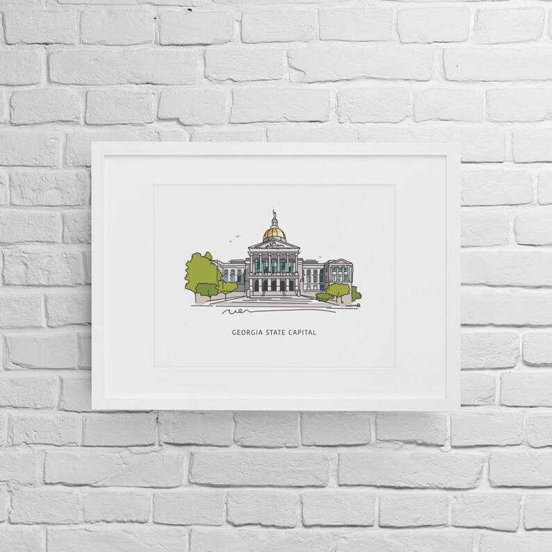 GEORGIA CAPITAL | Art Wall Decor | Atlanta Landmark Series | Poster ...