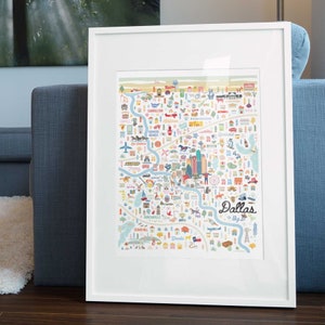 DALLAS TX Map Art Wall Decor | City Map Dallas Texas | Art Print Poster ...