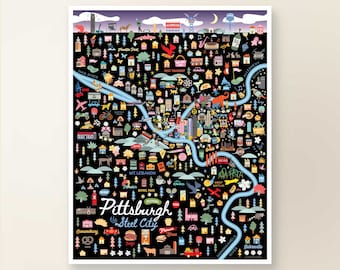 PITTSBURGH PA Map Art Wall Decor City Map Pittsburgh Pennsylvania Art ...