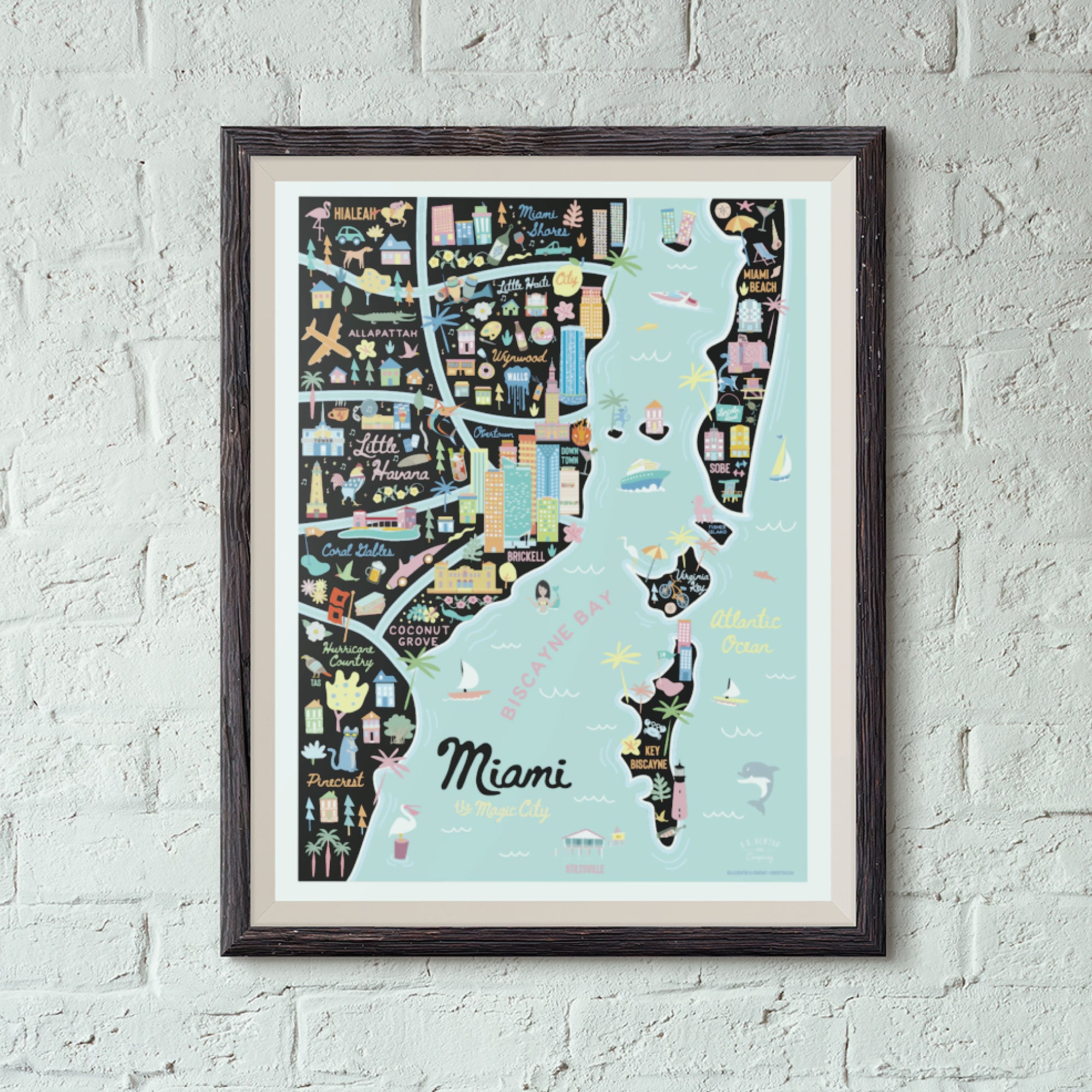 MIAMI FL Map Art Wall Decor City Map Miami Florida Art | Etsy