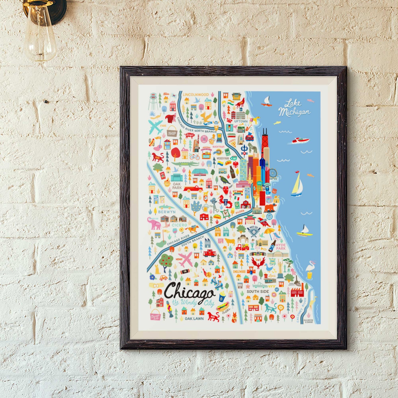CHICAGO IL Map Art Wall Decor City Map Chicago Illinois Chicago Art ...
