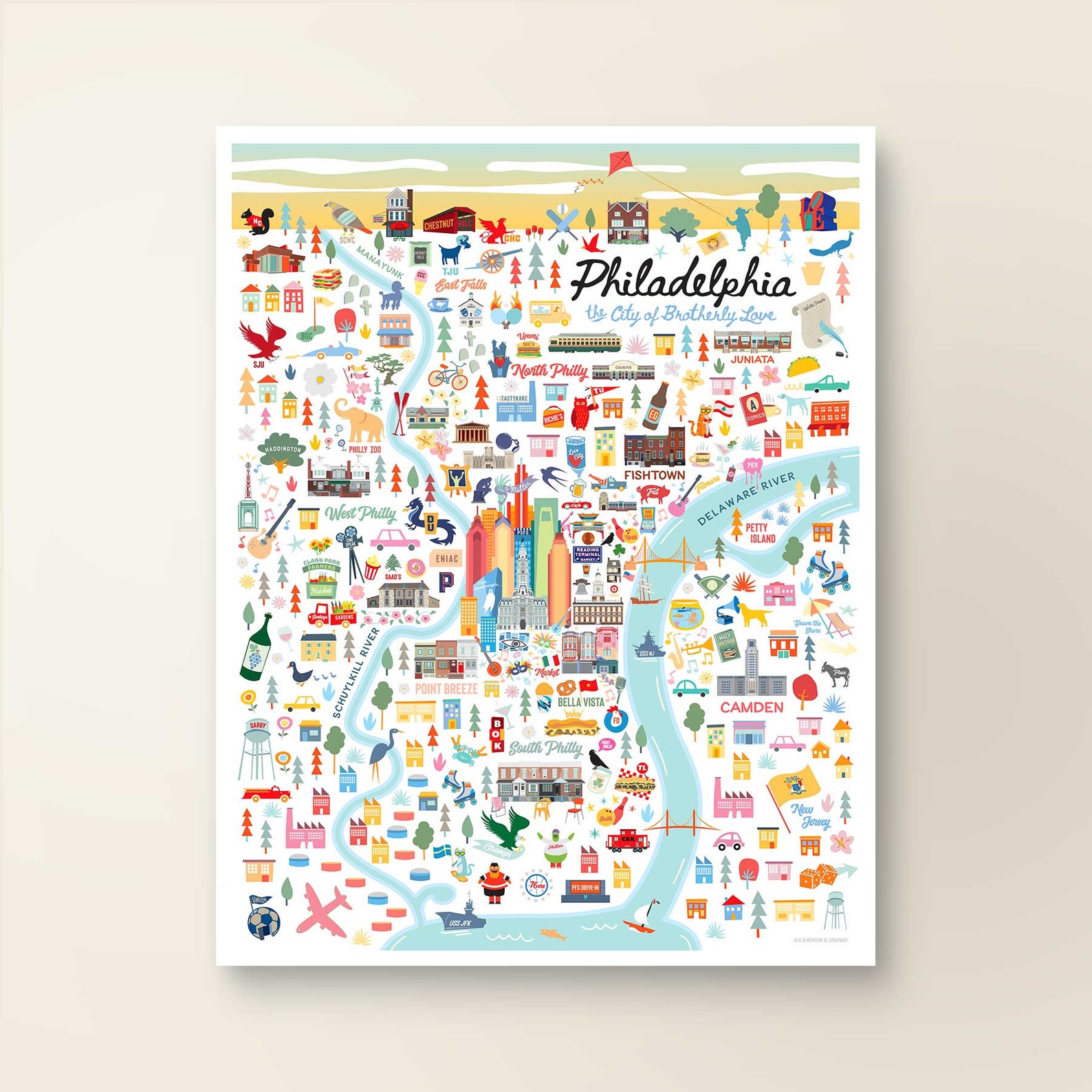 PHILADELPHIA PA Map Art Wall Decor | City Map Philadelphia Pennsylvania ...