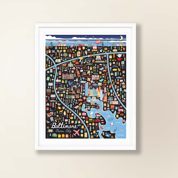 BALTIMORE MD Map Art Wall Decor City Map Baltimore Maryland | Etsy