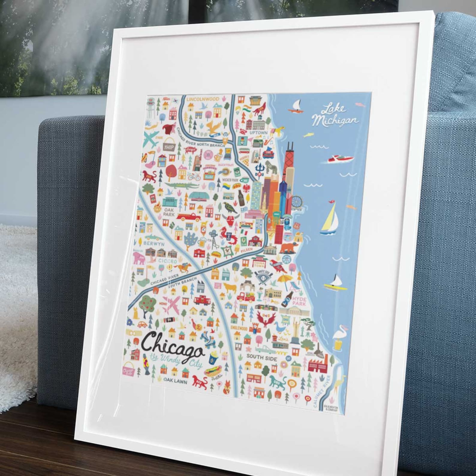 CHICAGO IL Map Art Wall Decor City Map Chicago Illinois Chicago Art ...
