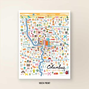 COLUMBUS OH Map Art Wall Decor | City Map Columbus Ohio | Art Print ...