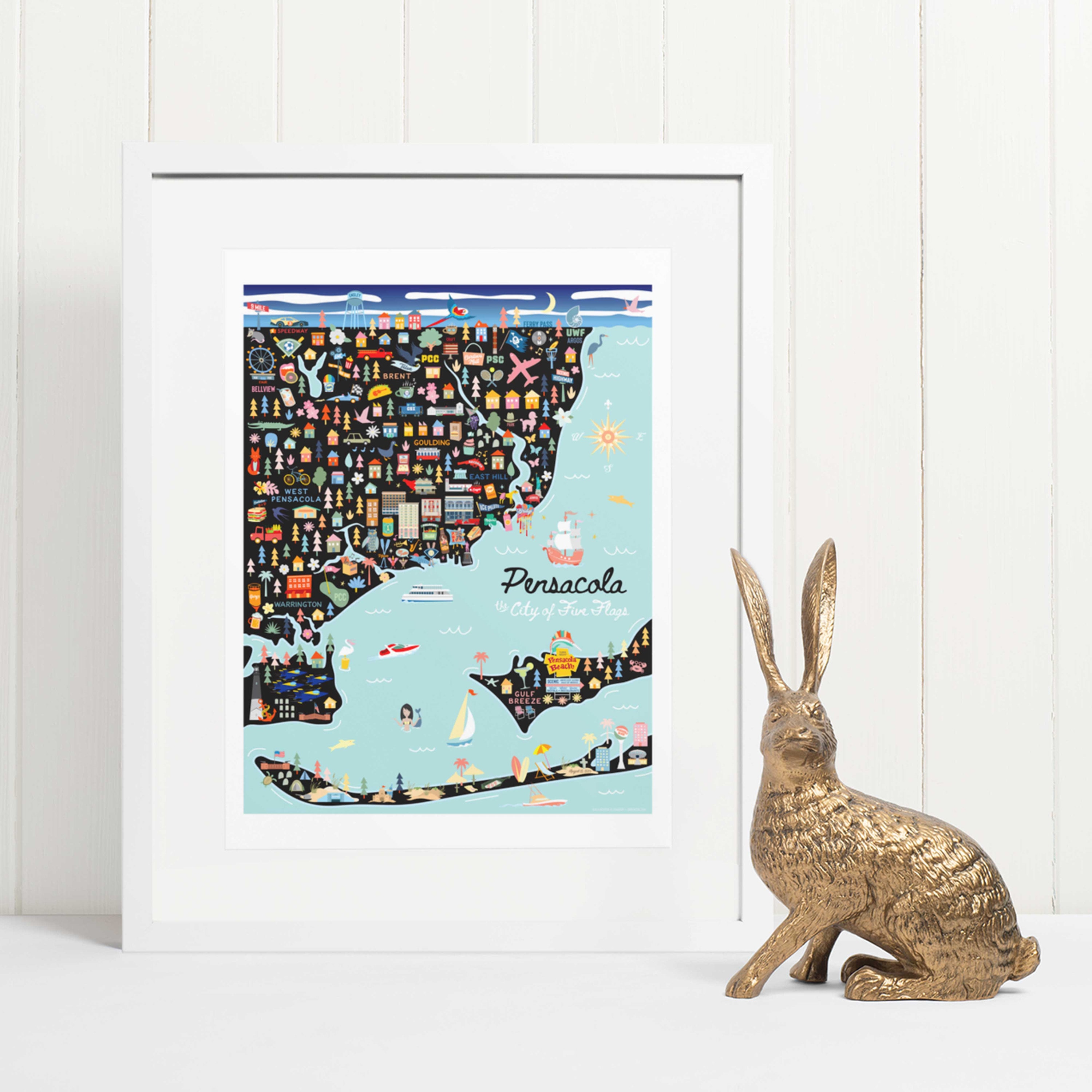 PENSACOLA FL | Map Art Wall Decor | City Map Pensacola Florida | Art ...
