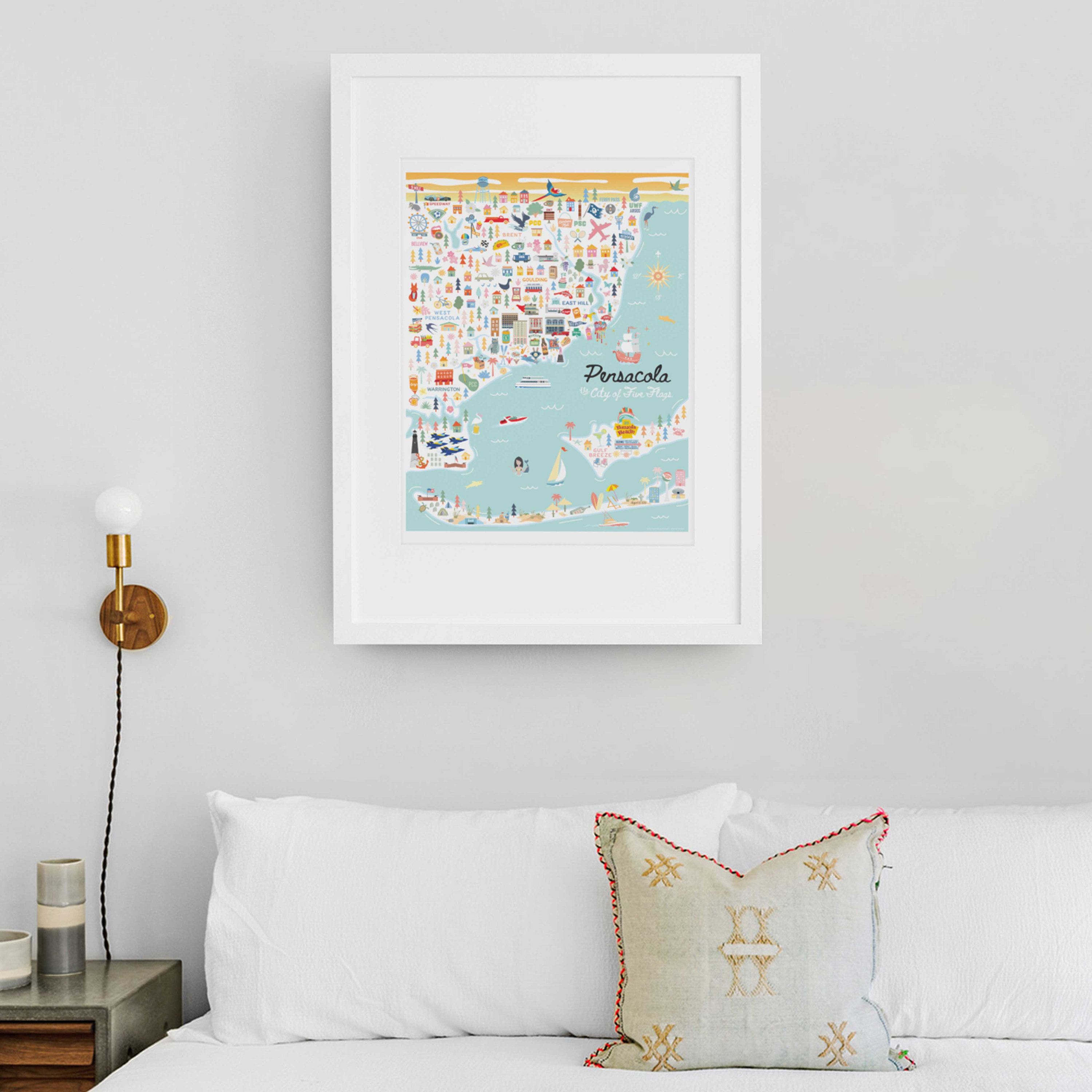 PENSACOLA FL Map Art Wall Decor | City Map Pensacola Florida | Art ...