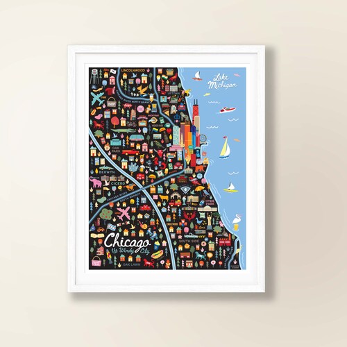 Chicago Alphabet Illustration Art Print | Etsy