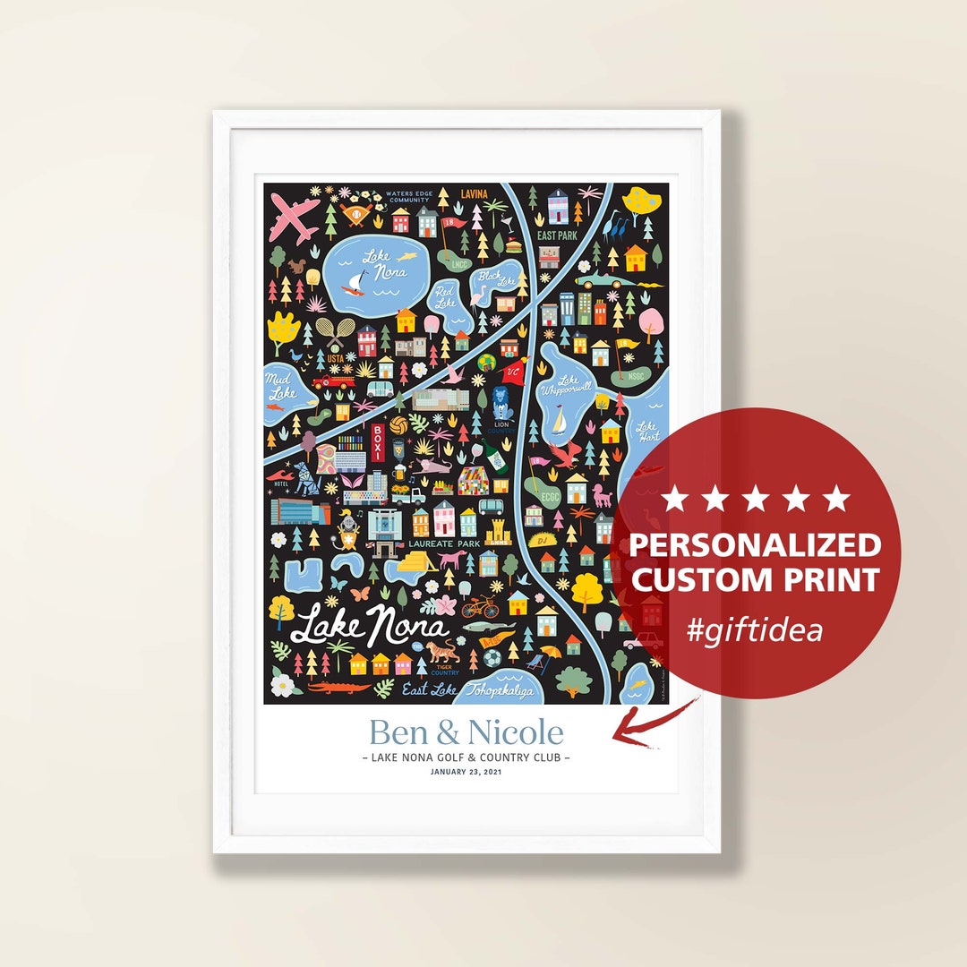 LAKE NONA FL Personalized Wall Art | Lake Nona Florida Home Decor ...