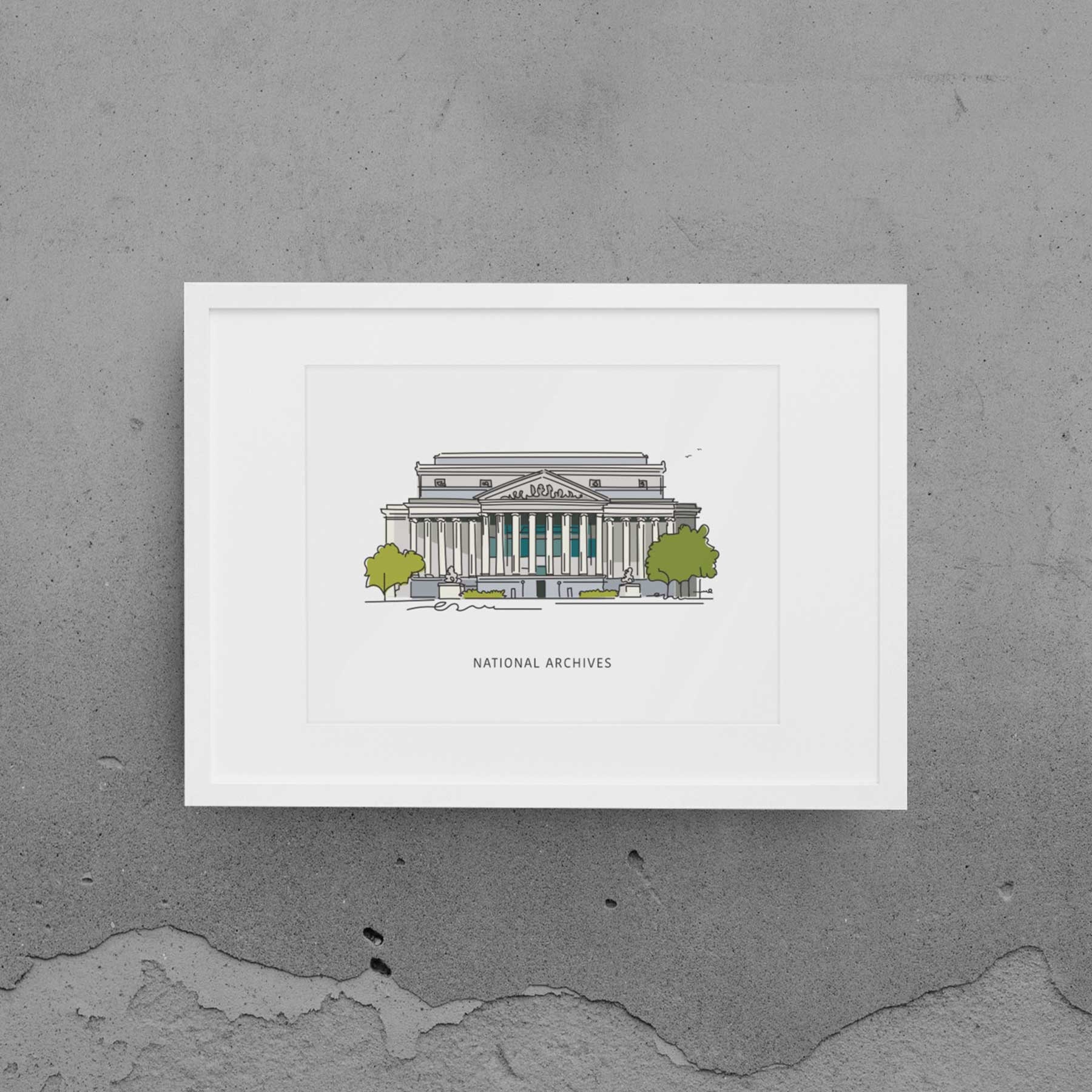 NATIONAL ARCHIVES | Art Wall Decor | Washington D.C. Iconic Landmark ...