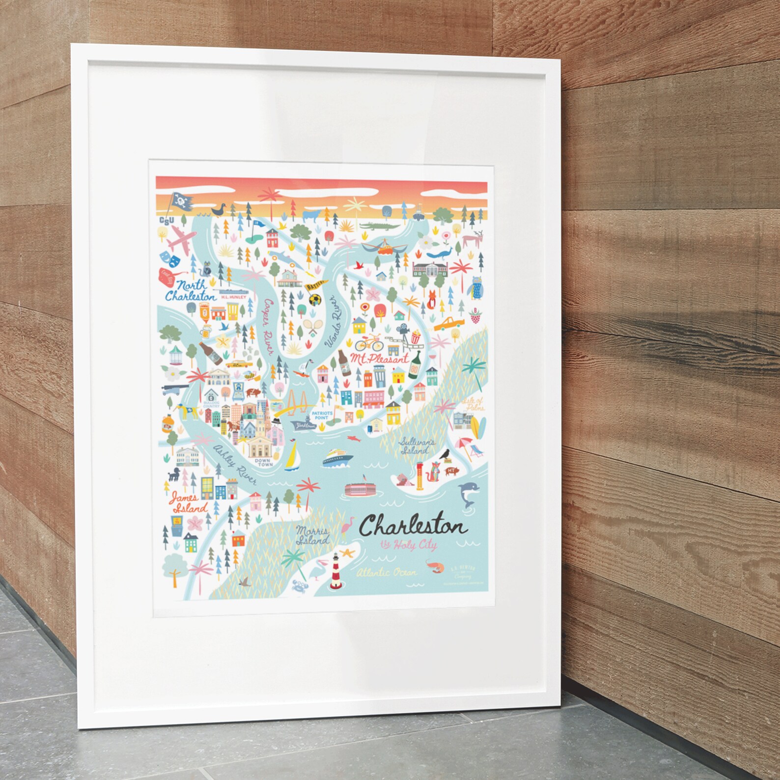 CHARLESTON SC City Map Art Poster | Charleston South Carolina Home ...