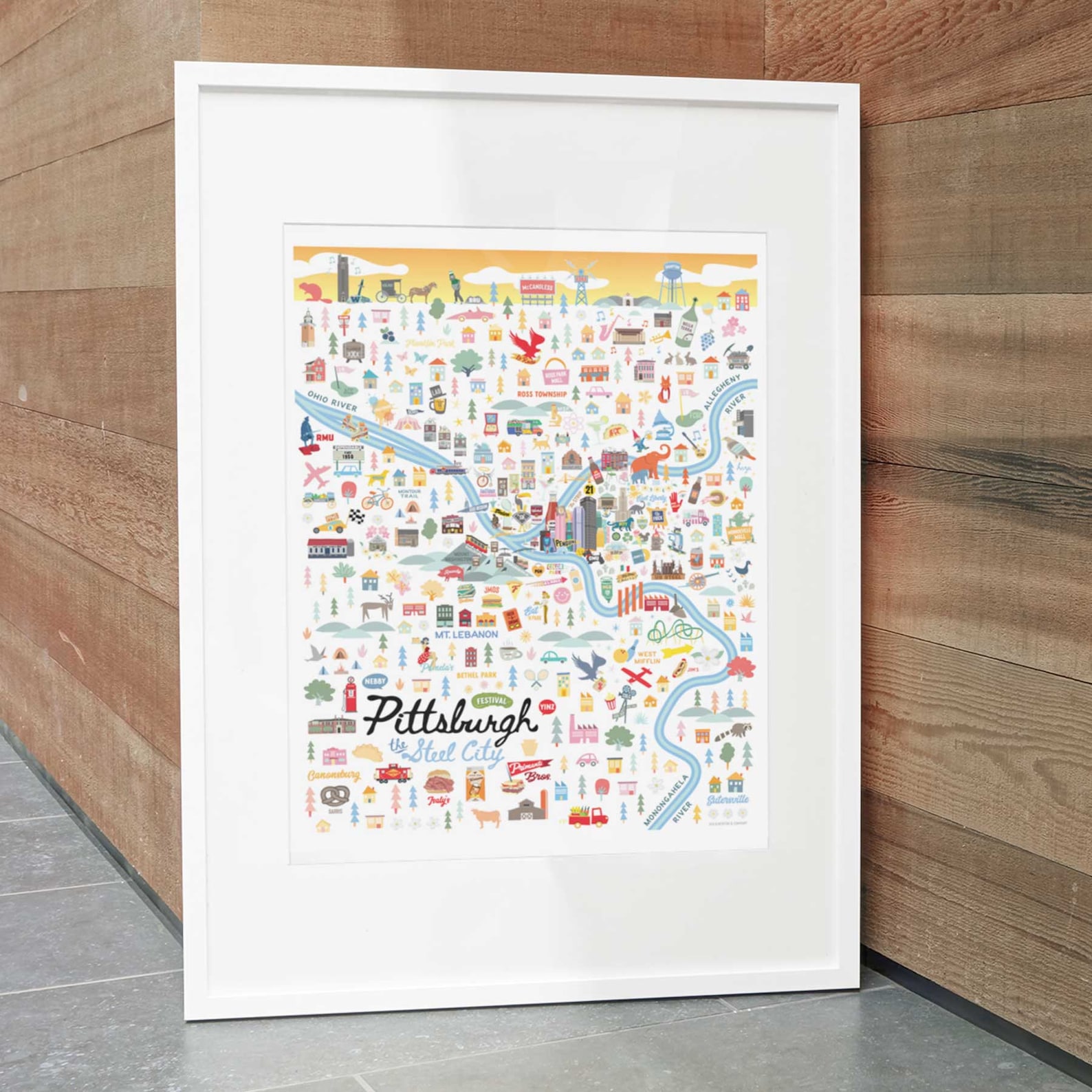 PITTSBURGH PA Map Art Wall Decor | City Map Pittsburgh Pennsylvania ...