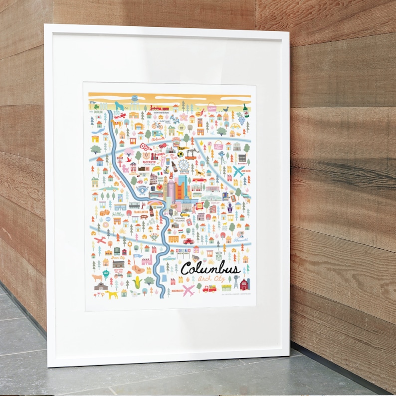 COLUMBUS OH Map Art Wall Decor | City Map Columbus Ohio | Art Print ...