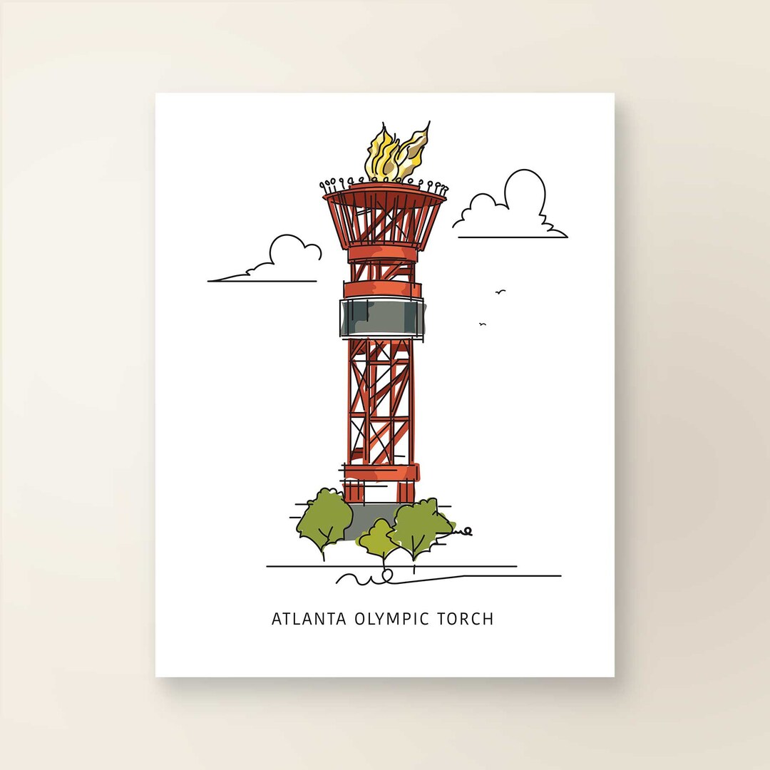 OLYMPIC TORCH Art Wall Decor Atlanta Landmark Series Poster Print ...